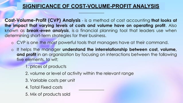 Chapter-3_CVP-analysis presentation of group | PPT