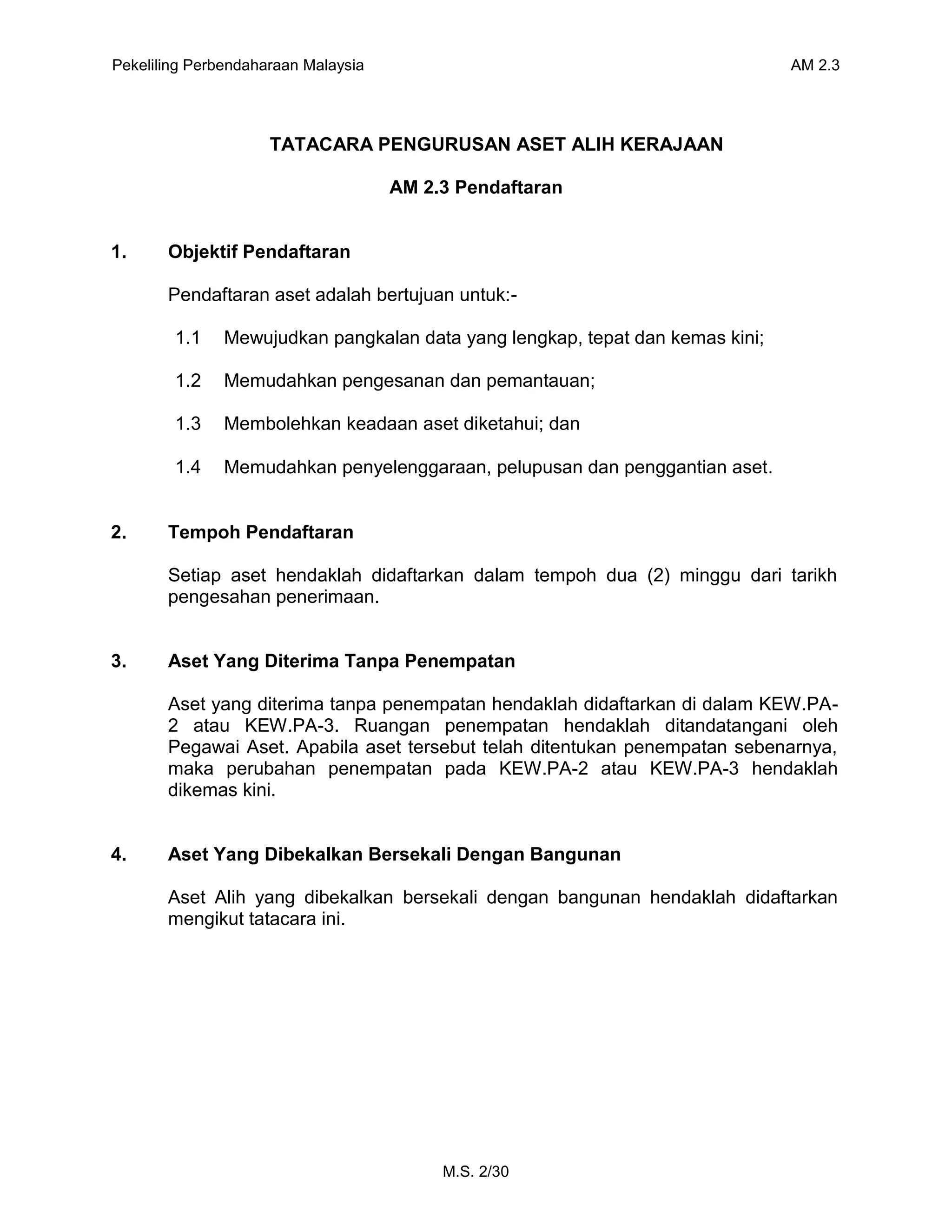 Am 2 tatacara pengurusan aset alih kerajaan [penuh] | PDF