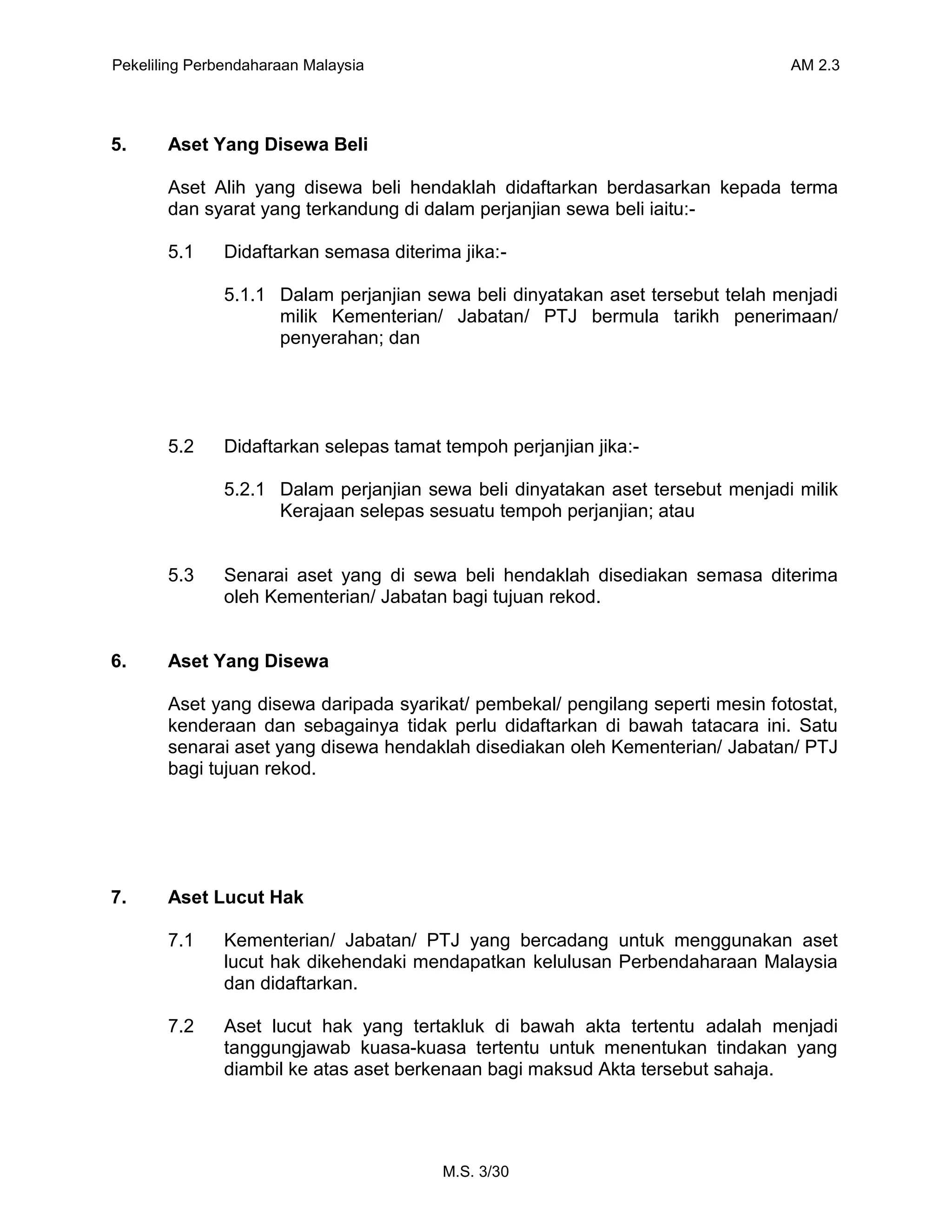Am 2 tatacara pengurusan aset alih kerajaan [penuh] | PDF