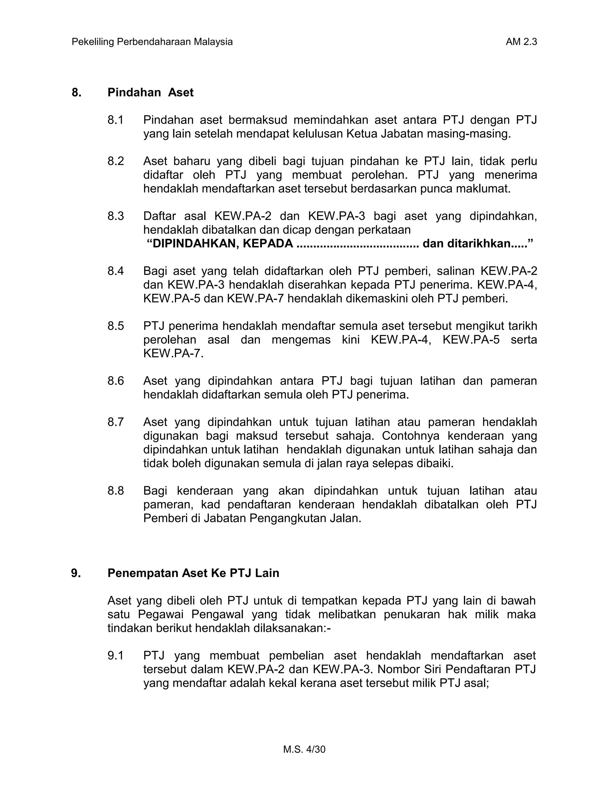 Am 2 tatacara pengurusan aset alih kerajaan [penuh] | PDF