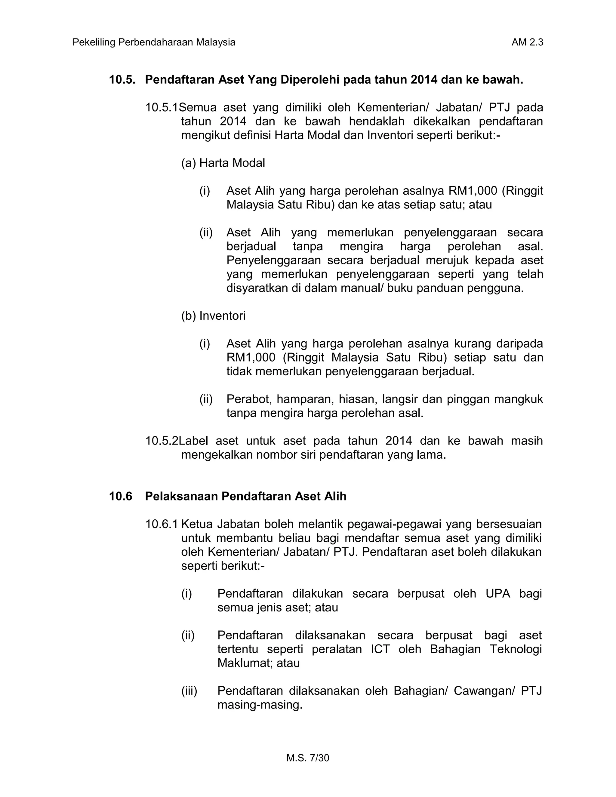 Am 2 tatacara pengurusan aset alih kerajaan [penuh] | PDF