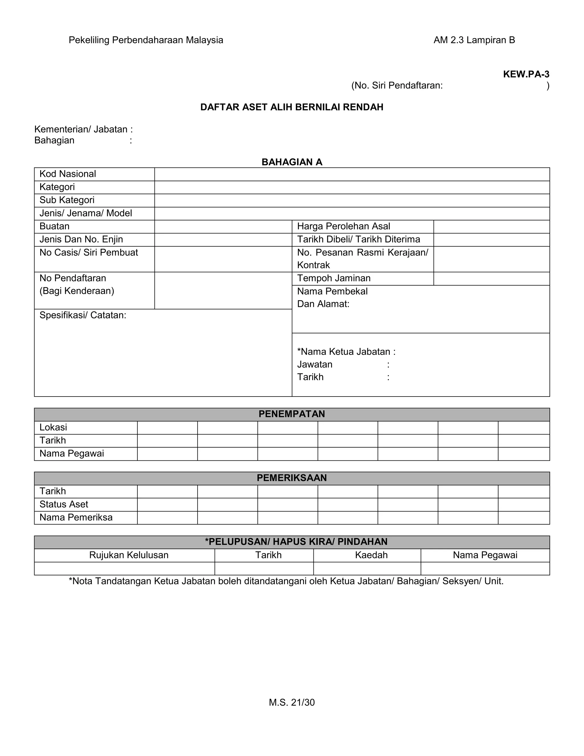 Am 2 tatacara pengurusan aset alih kerajaan [penuh] | PDF