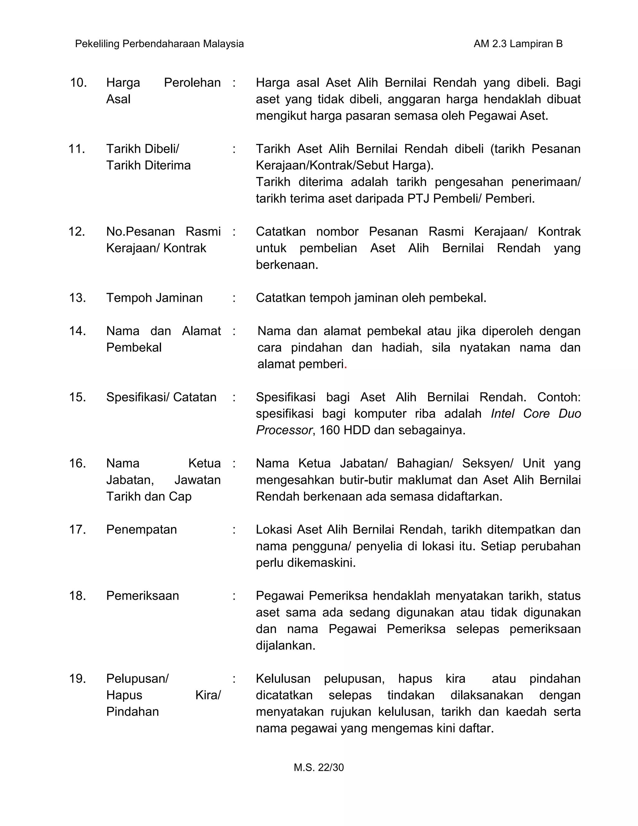 Am 2 tatacara pengurusan aset alih kerajaan [penuh] | PDF