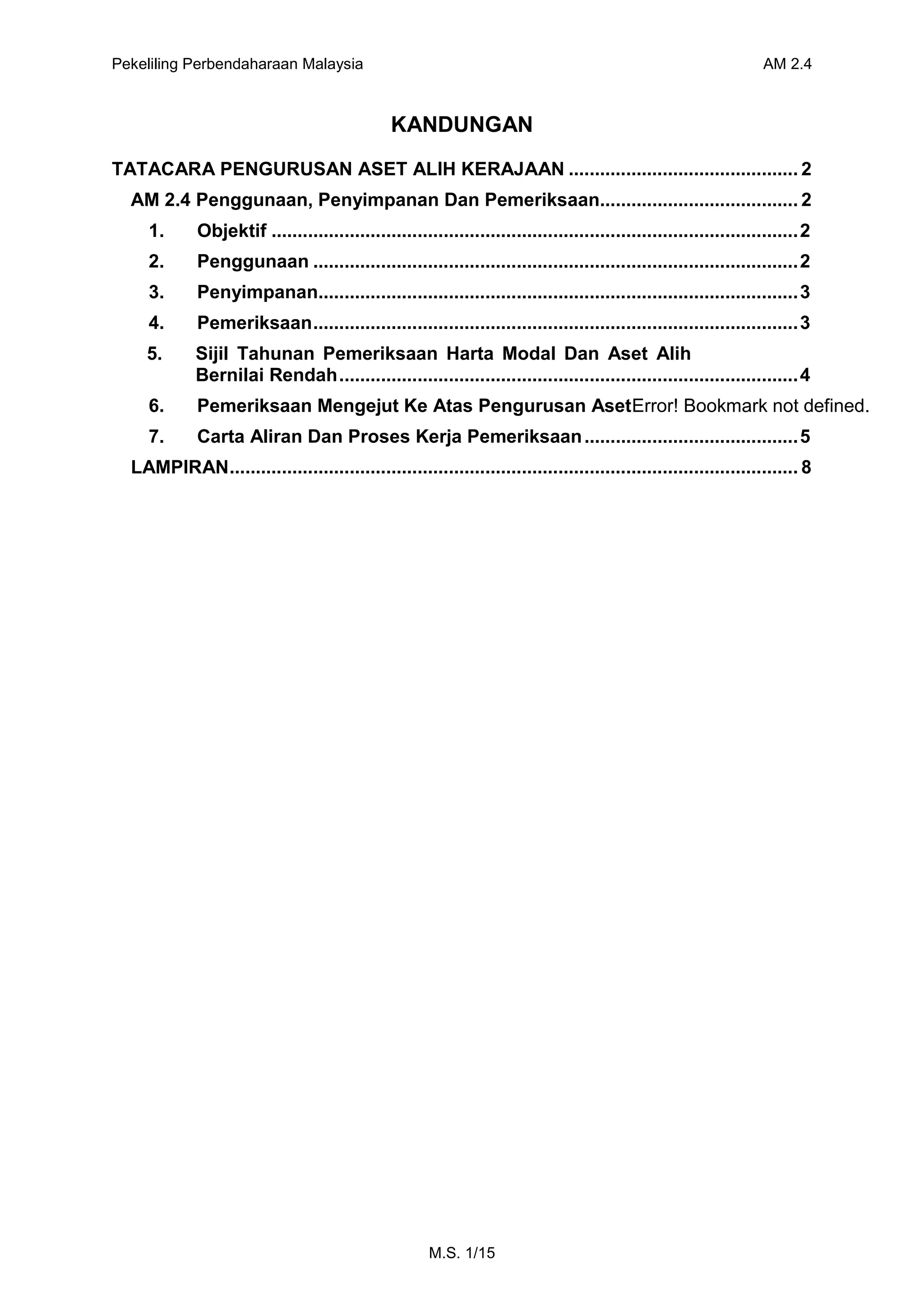 Am 2 tatacara pengurusan aset alih kerajaan [penuh] | PDF