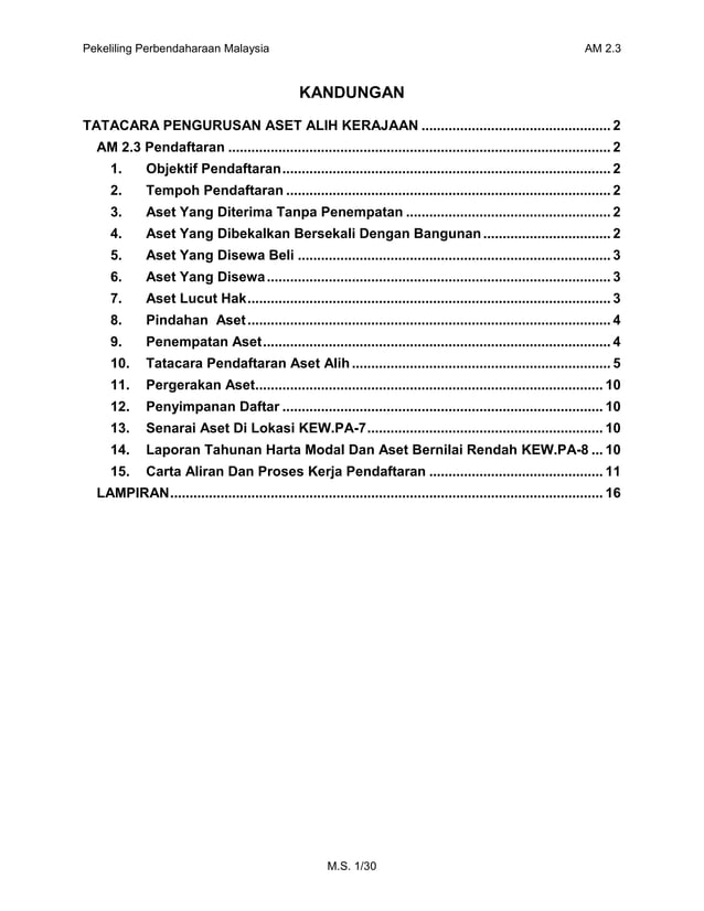 Am 2 tatacara pengurusan aset alih kerajaan [penuh] | PDF