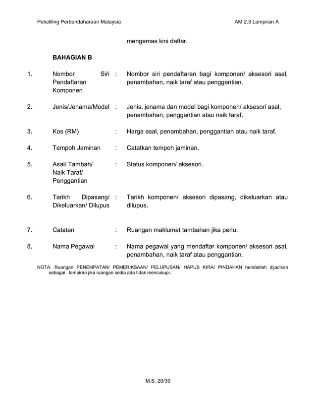 Am 2 tatacara pengurusan aset alih kerajaan [penuh] | PDF