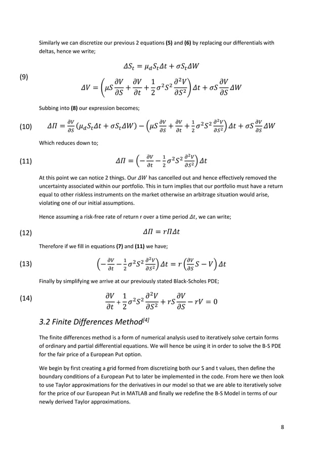 Solution to Black-Scholes P.D.E. via Finite Difference Methods (MatLab) | PDF | Stocks and Bonds ...