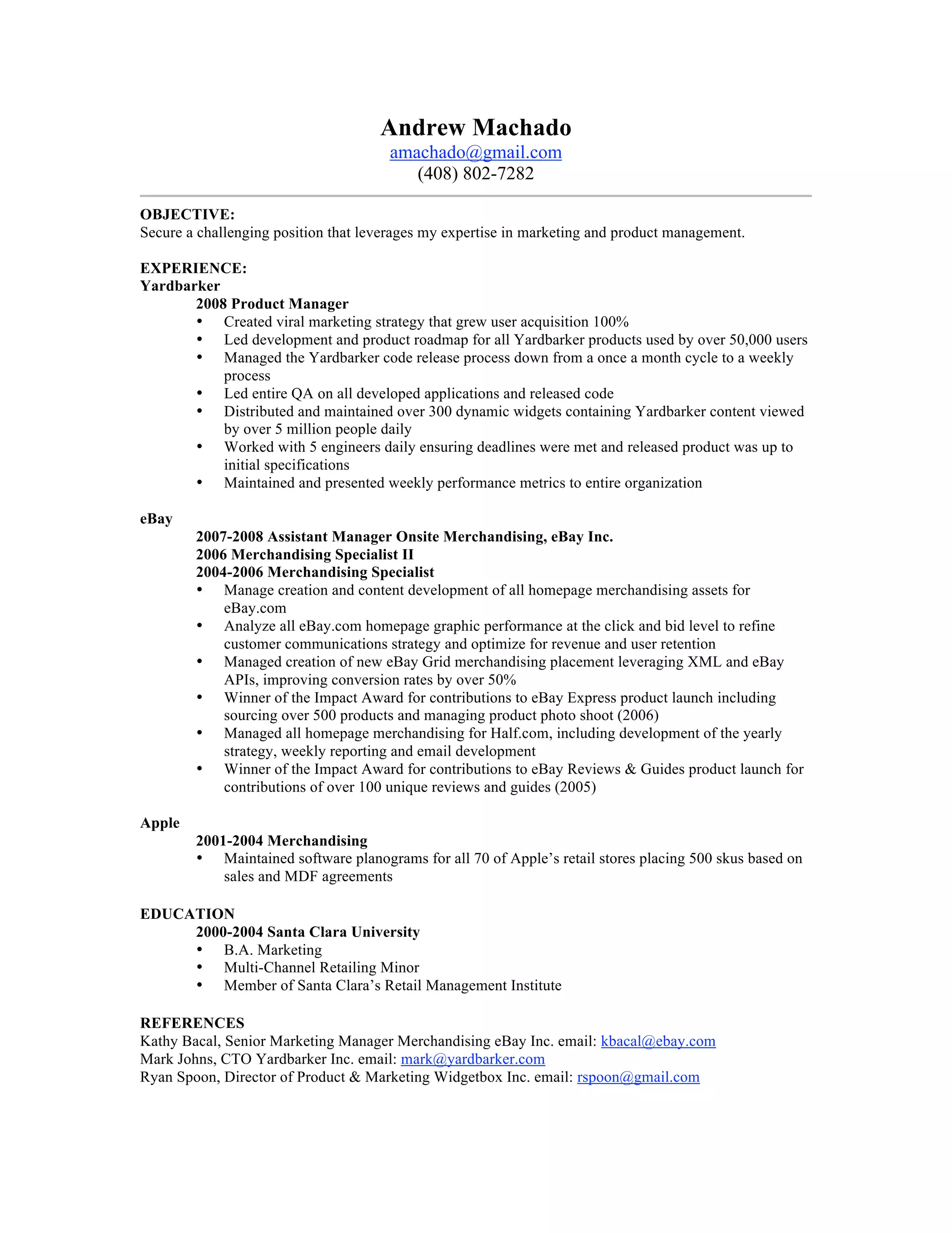 Andrew Machado Resume | PDF