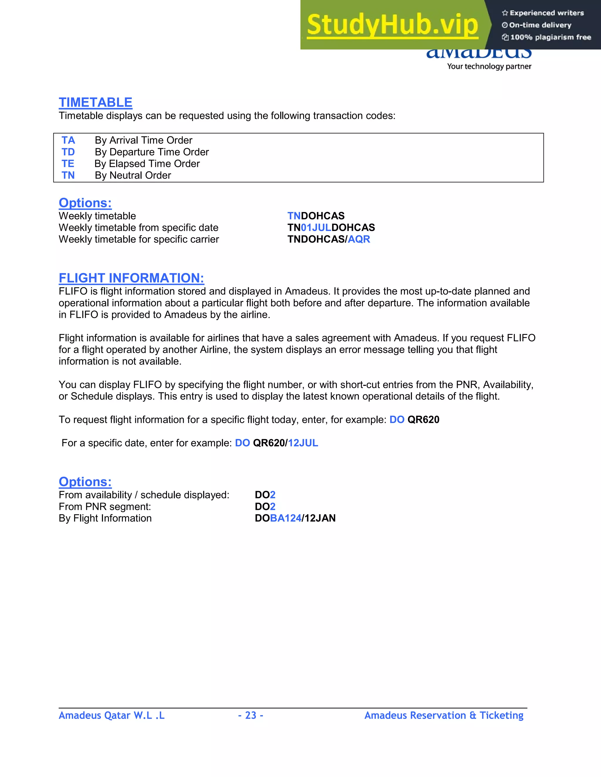 Amadeus Basic Training Manual | PDF