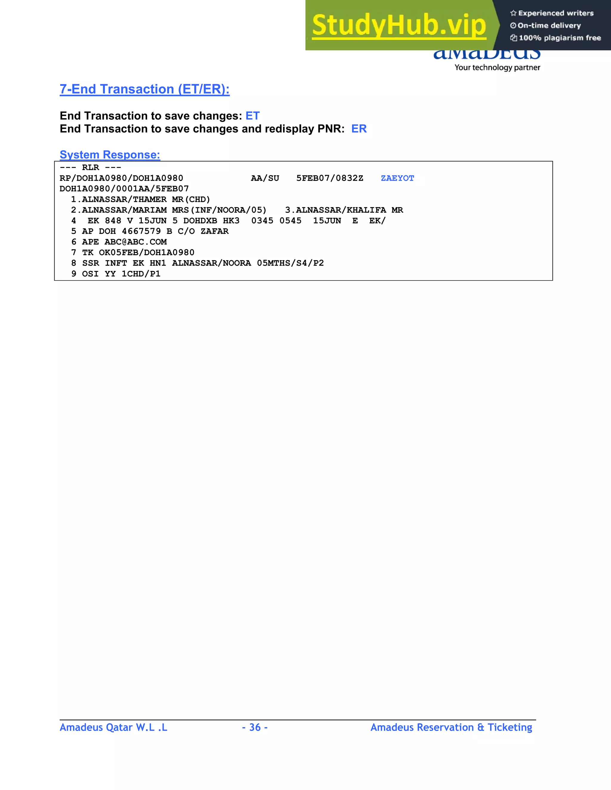 Amadeus Basic Training Manual | PDF