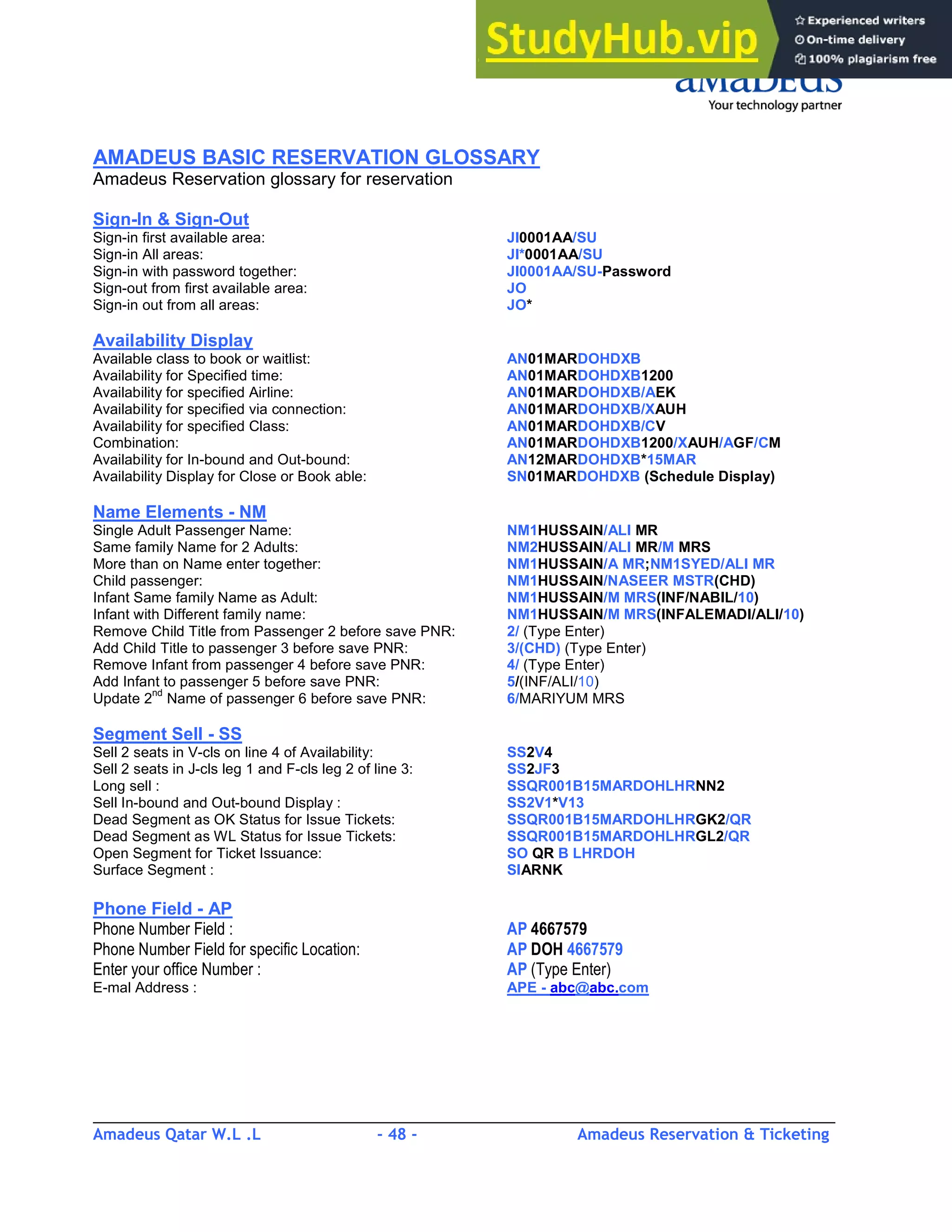Amadeus Basic Training Manual | PDF