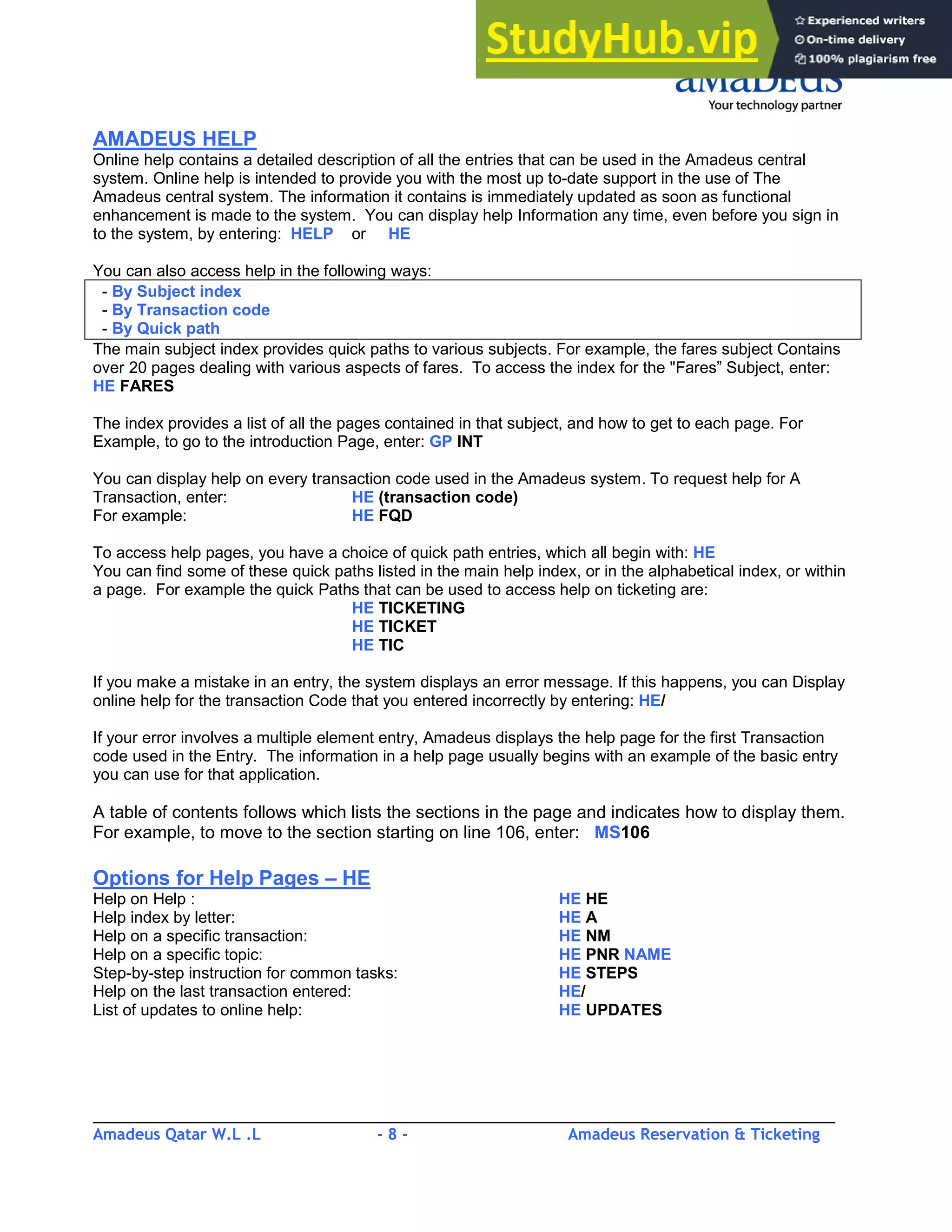 Amadeus Basic Training Manual | PDF