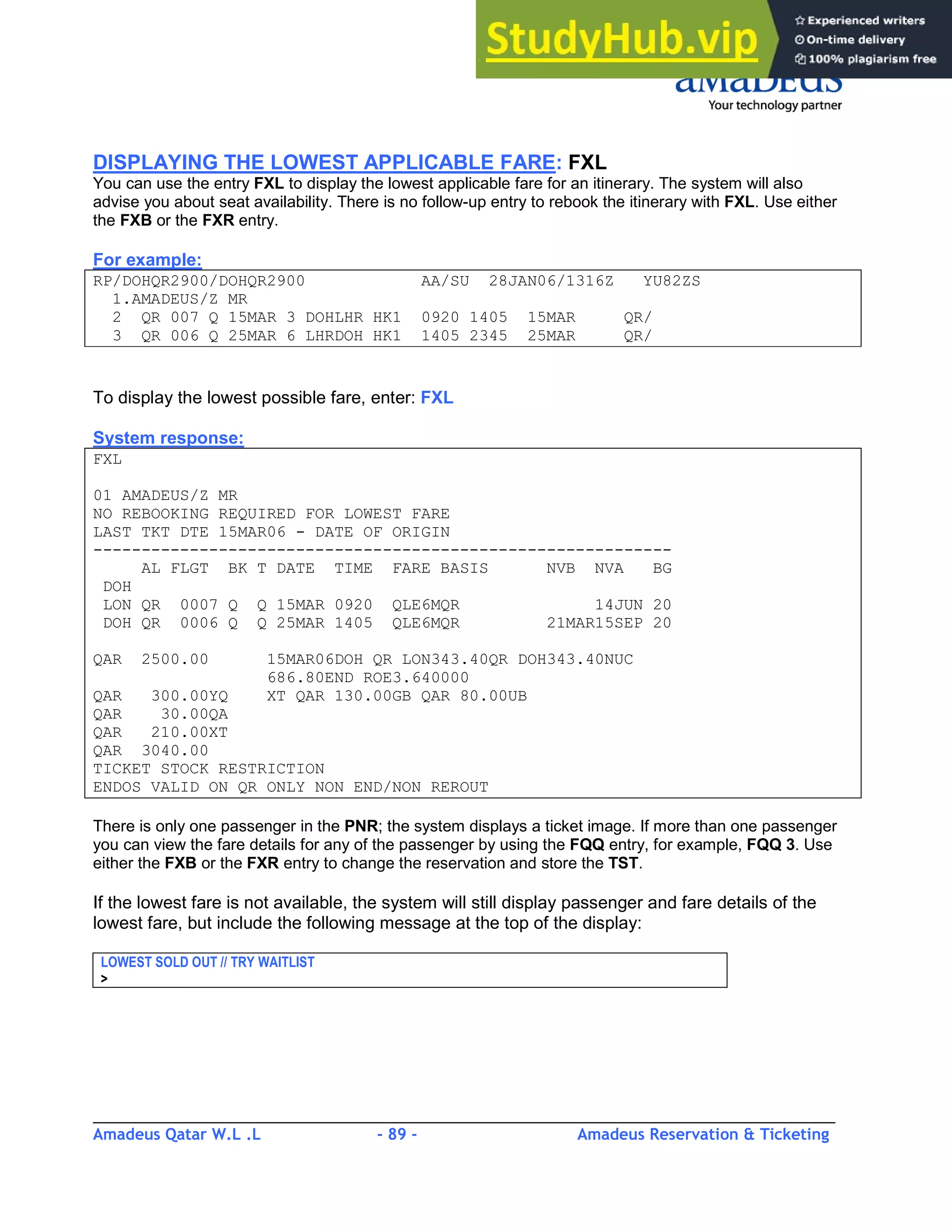Amadeus Basic Training Manual | PDF