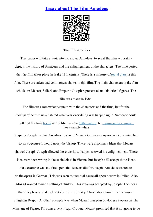 Amadeus Movie Essay | PDF