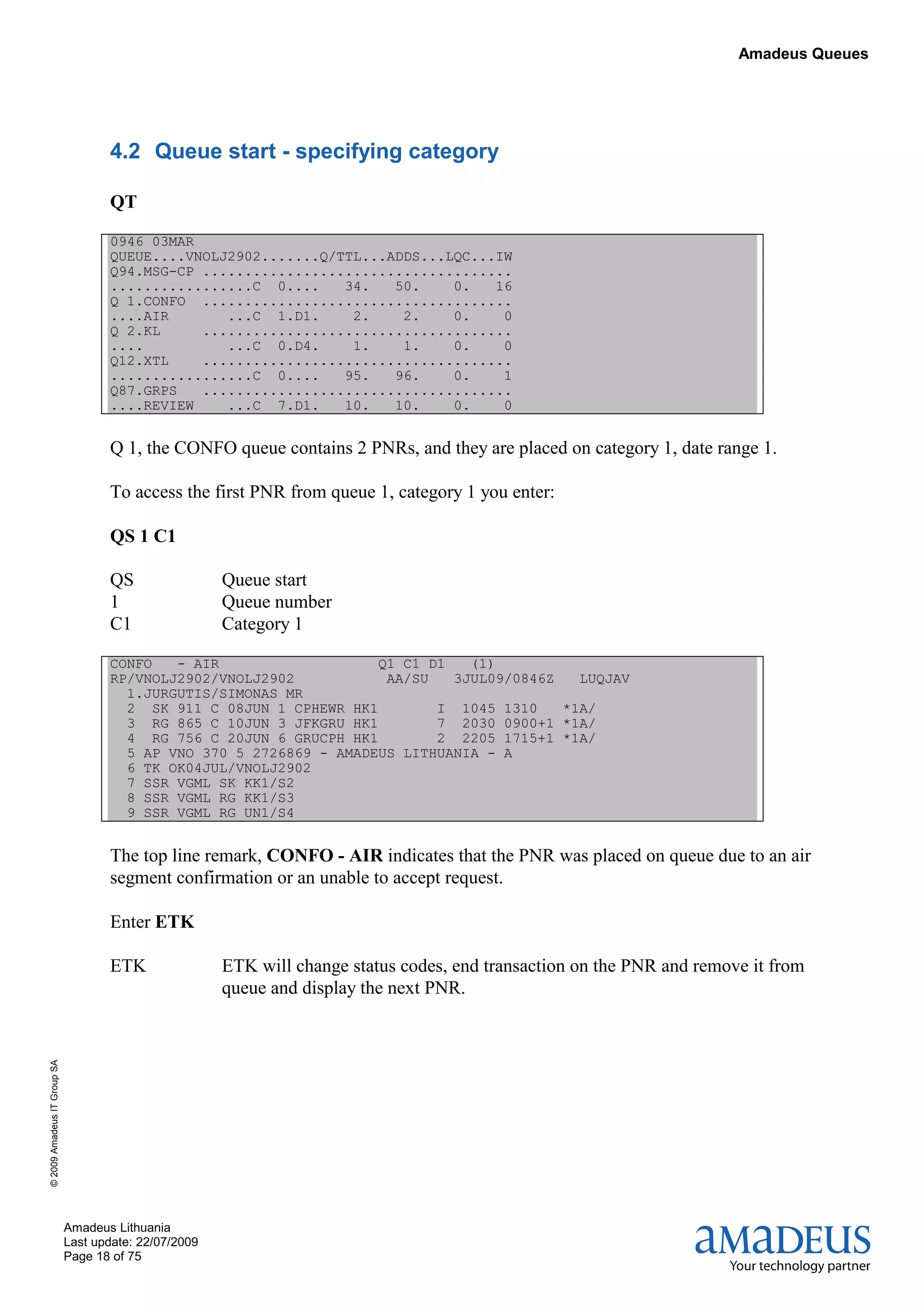 Amadeus queues | PDF
