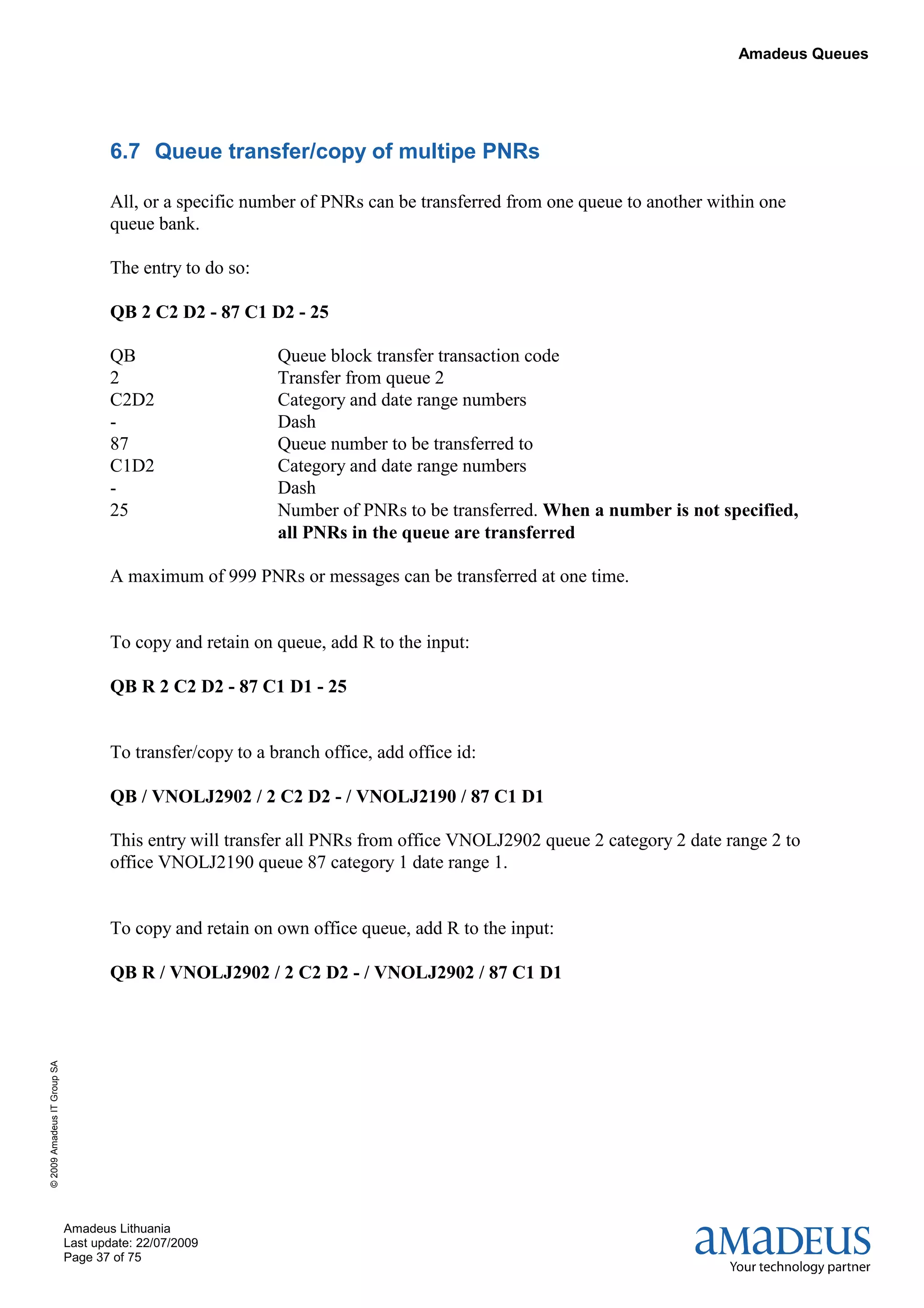 Amadeus queues | PDF