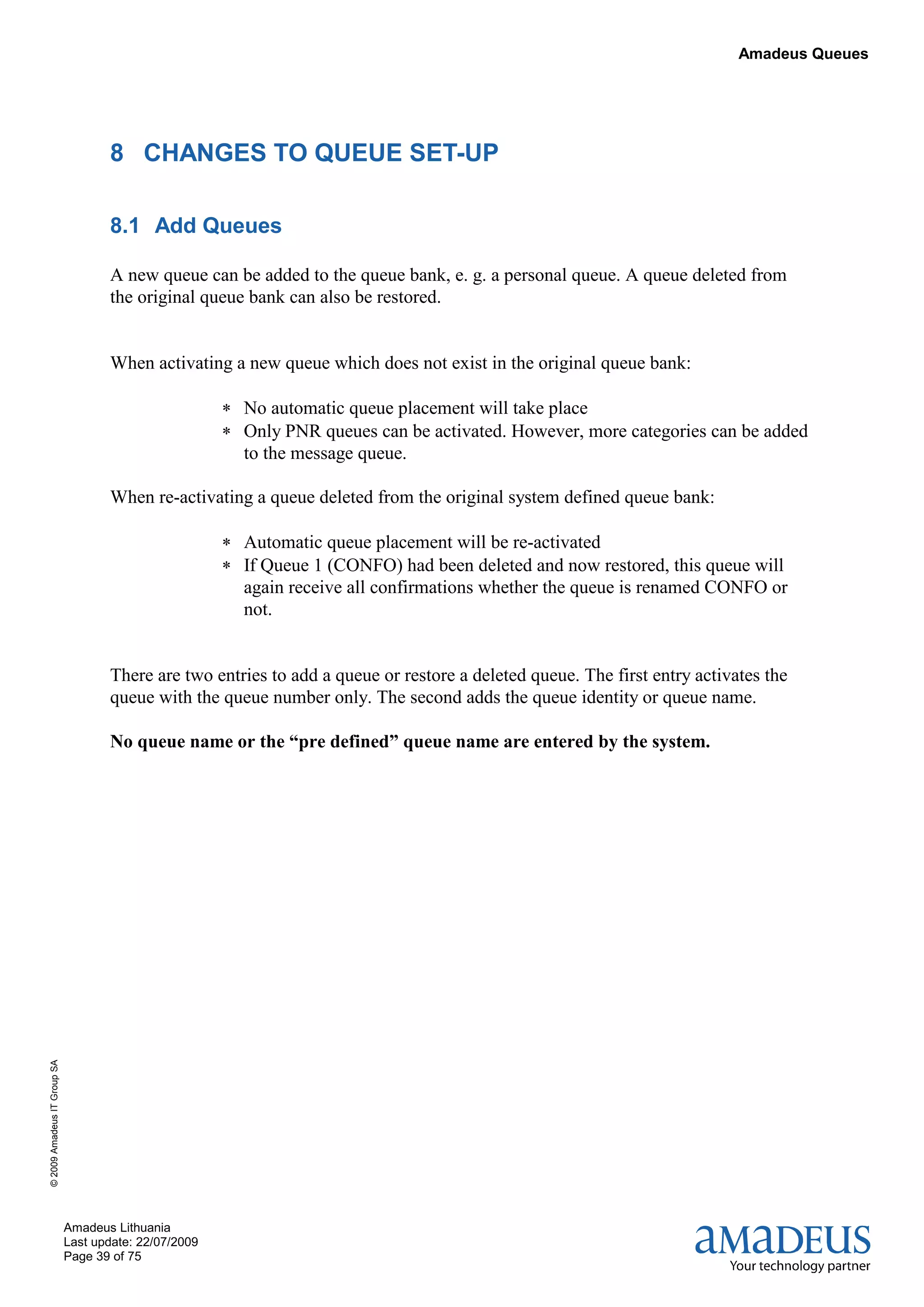 Amadeus queues | PDF