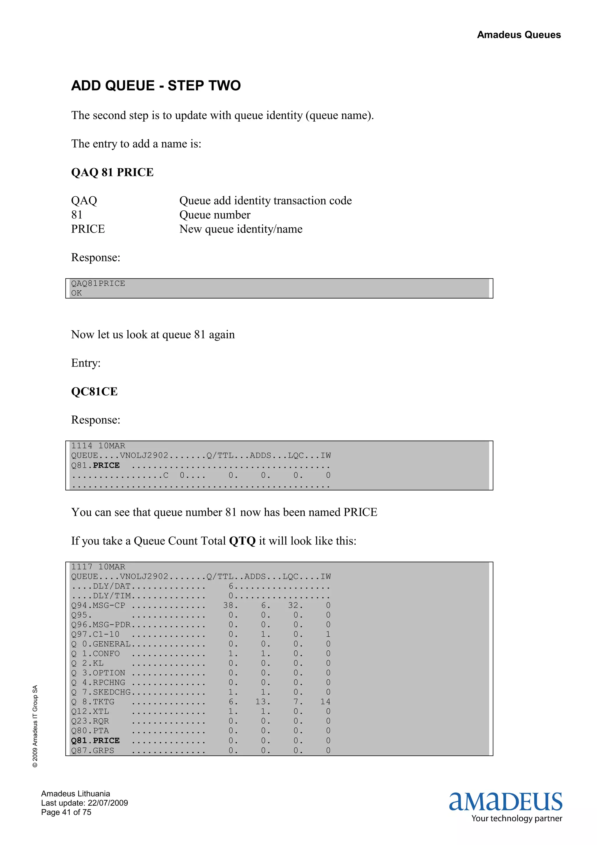 Amadeus queues | PDF