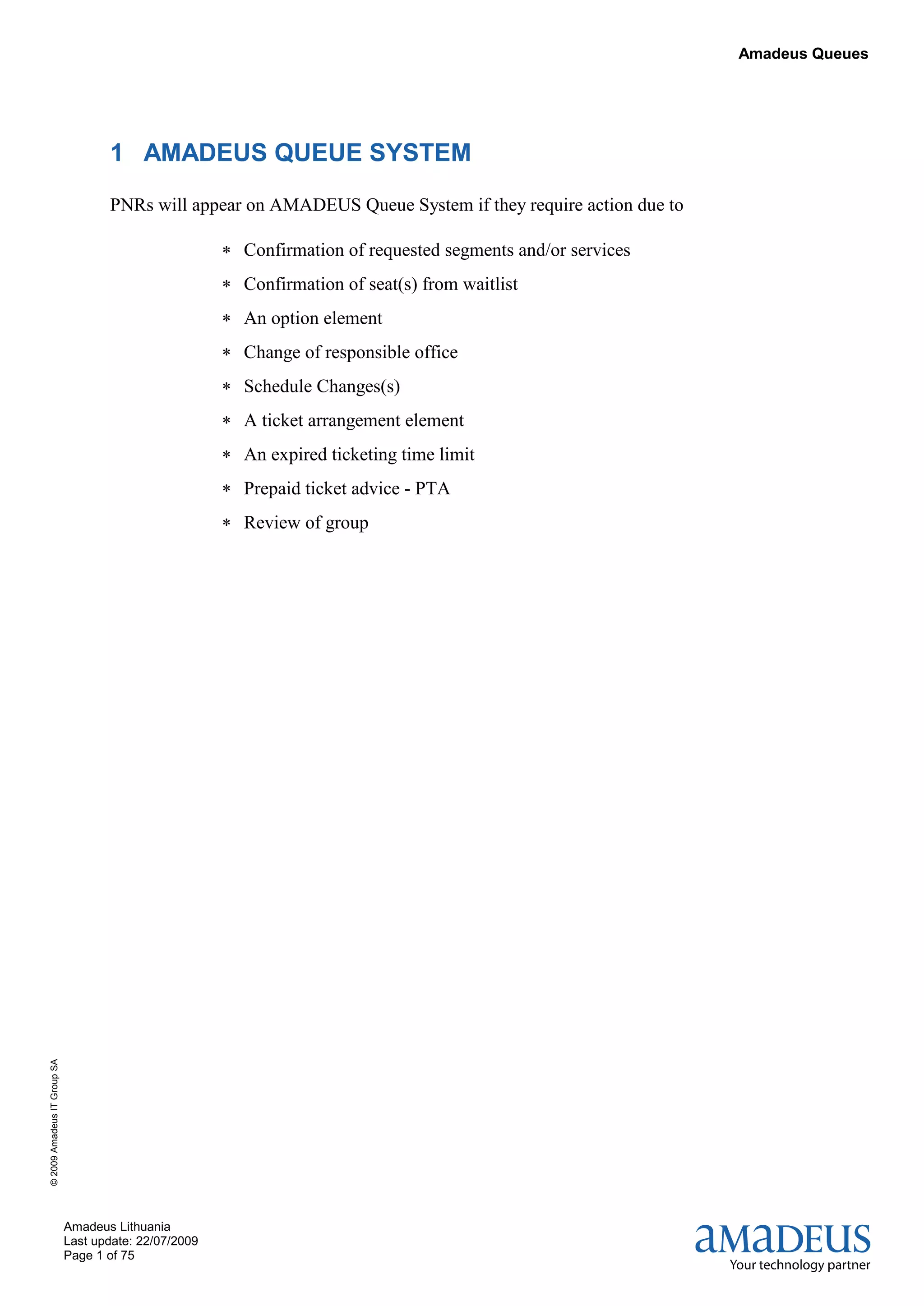 Amadeus queues | PDF