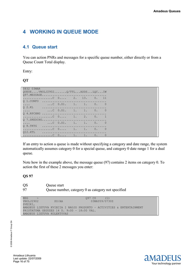 Amadeus queues | PDF