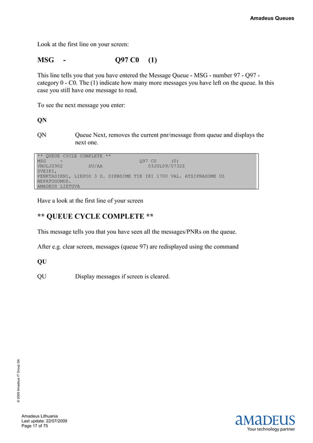 Amadeus queues | PDF
