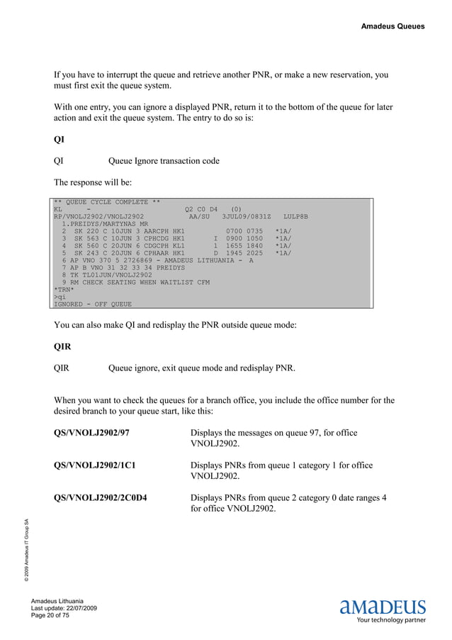Amadeus queues | PDF