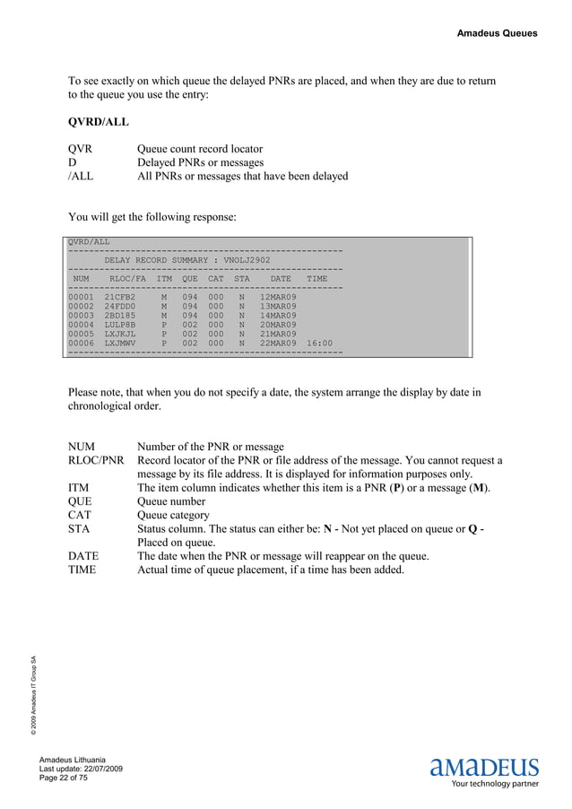 Amadeus queues | PDF