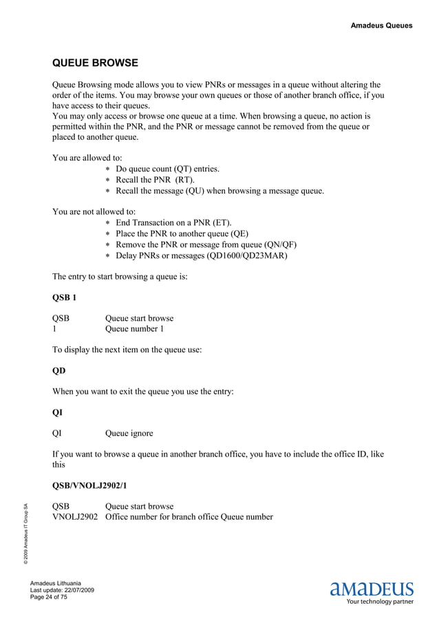 Amadeus queues | PDF