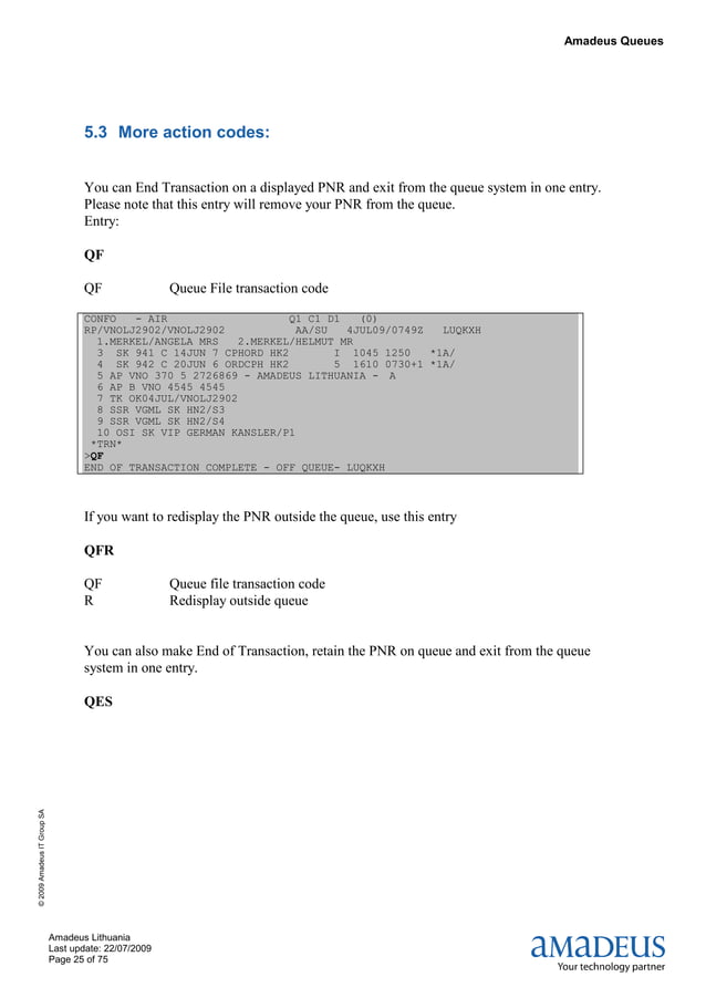 Amadeus queues | PDF