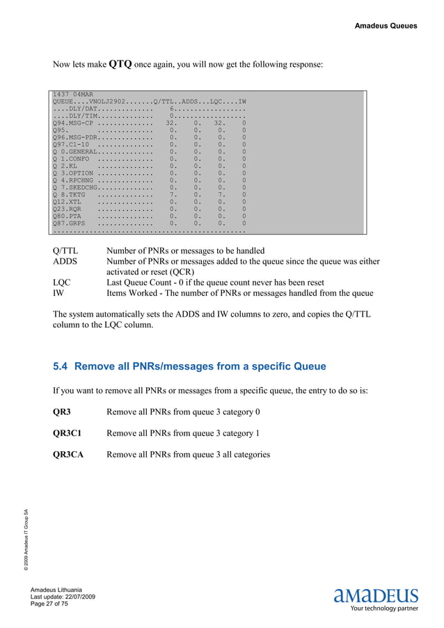 Amadeus queues | PDF