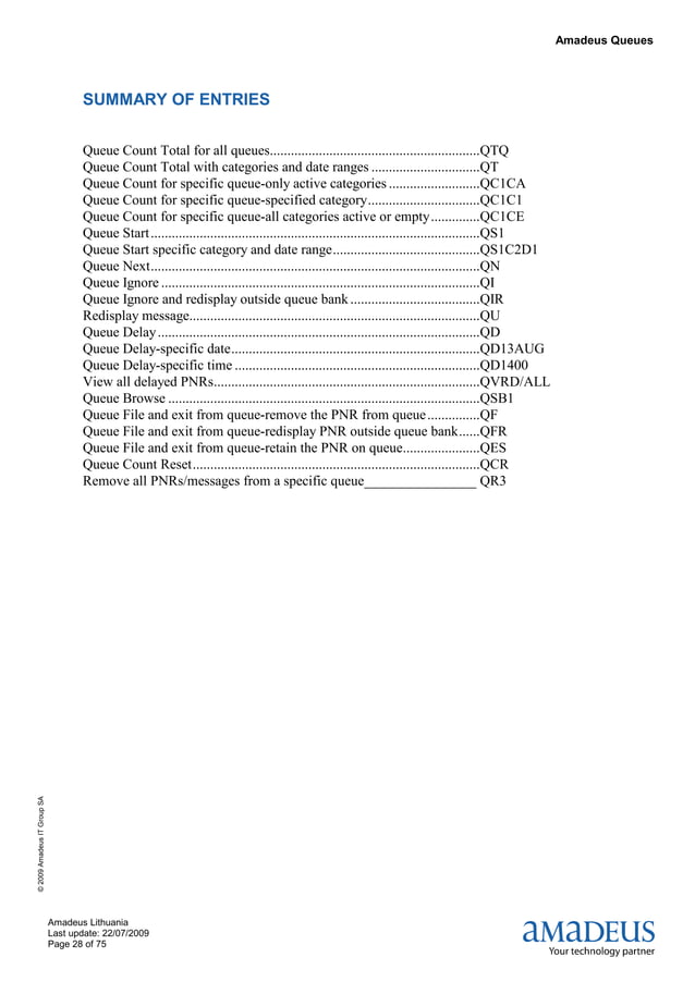 Amadeus queues | PDF