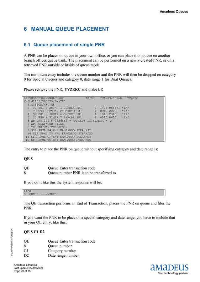 Amadeus queues | PDF