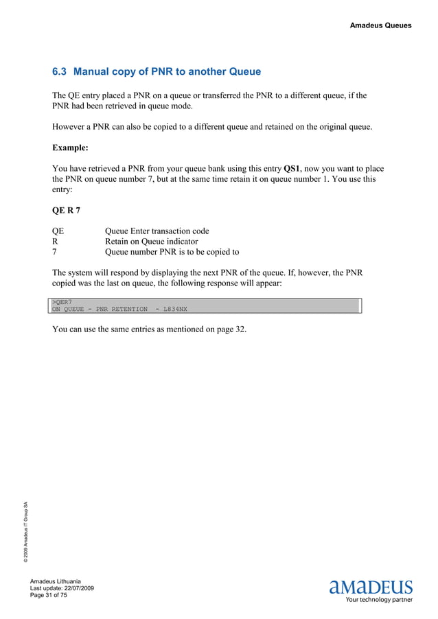 Amadeus queues | PDF