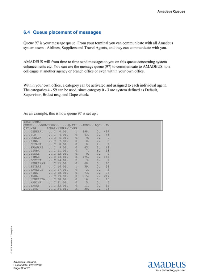 Amadeus queues | PDF