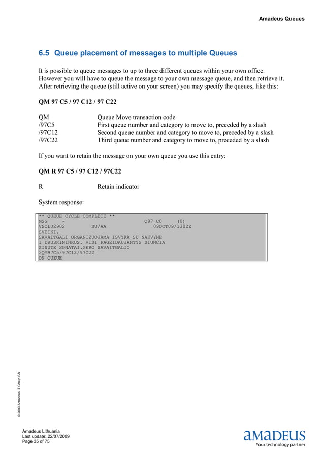 Amadeus queues | PDF