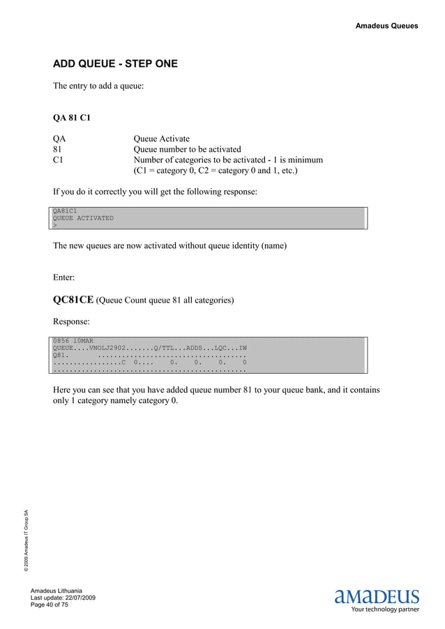 Amadeus queues | PDF