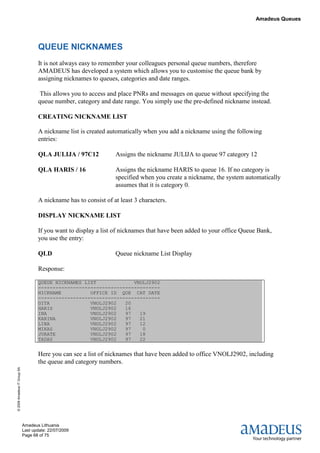 Amadeus queues | PDF
