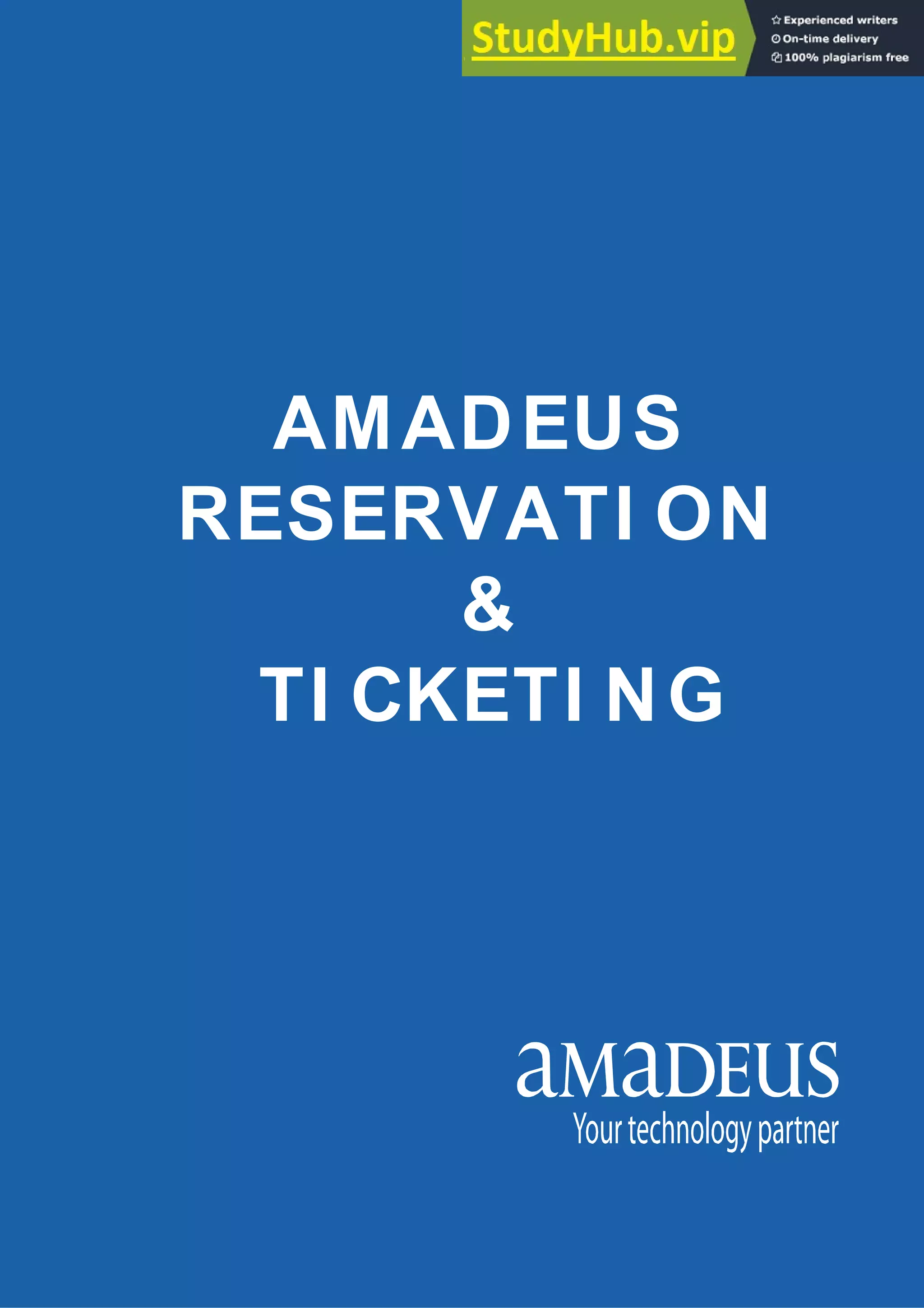 AMADEUS RESERVATION TICKETING | PDF
