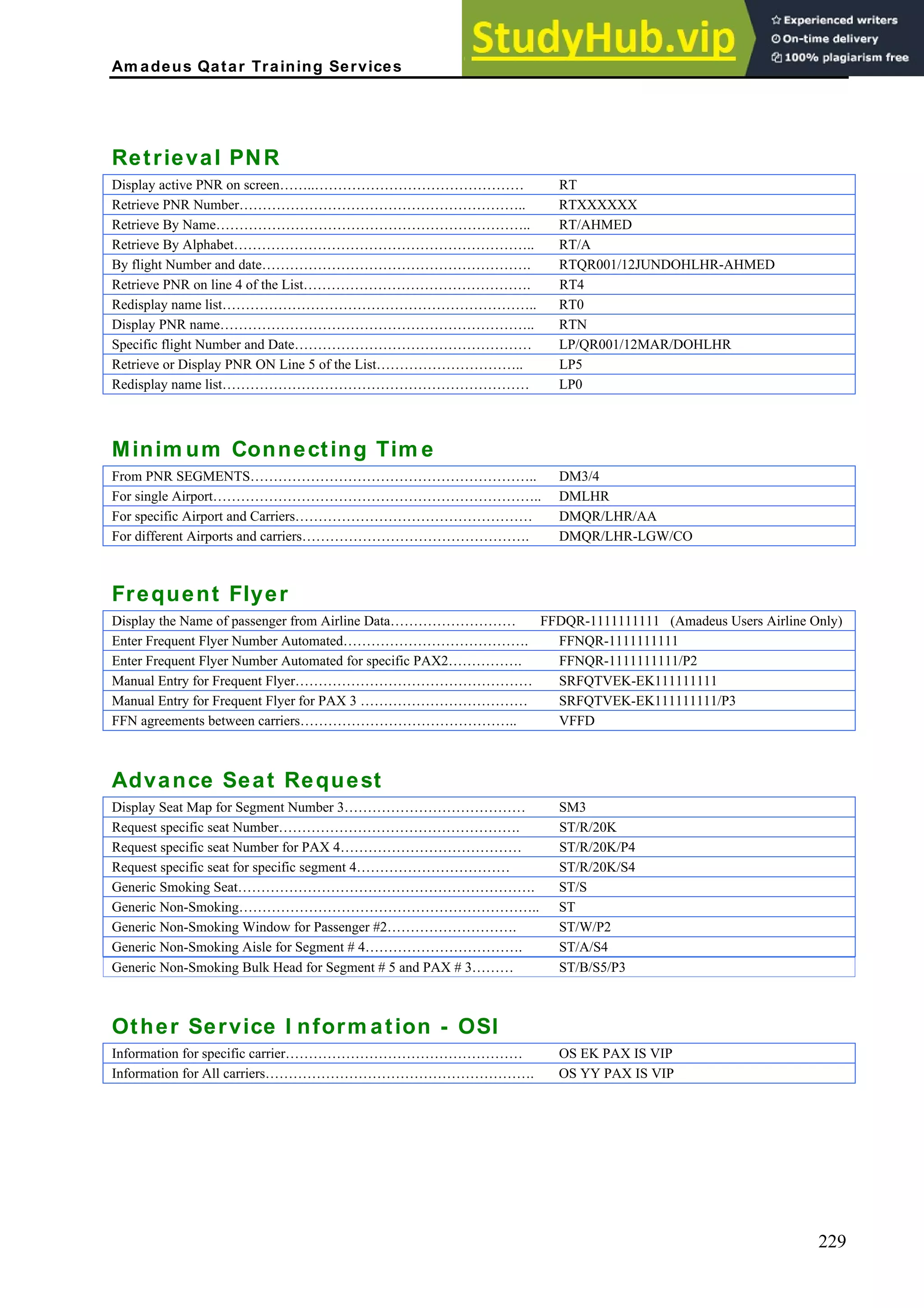 AMADEUS RESERVATION TICKETING | PDF