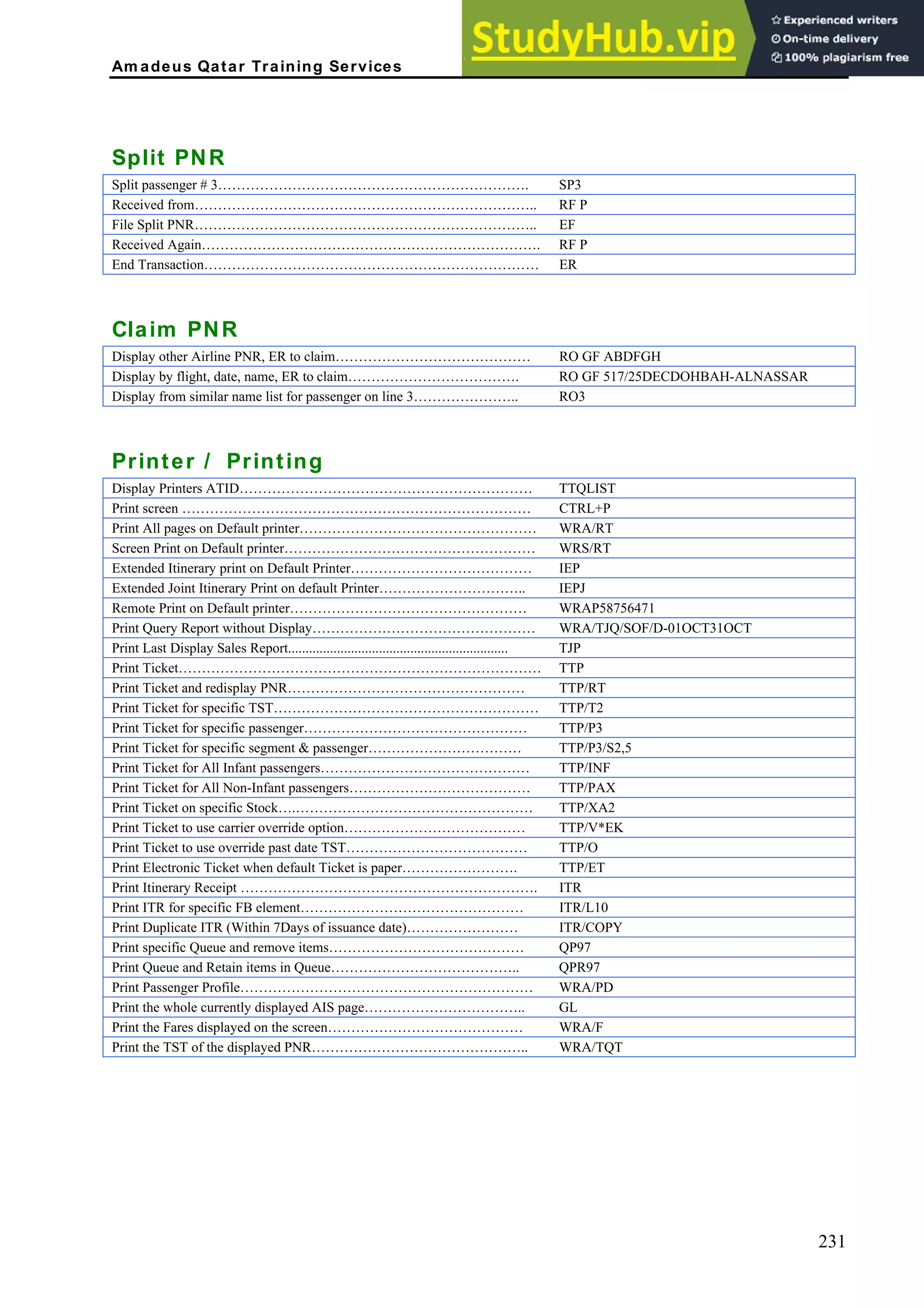 AMADEUS SYSTEM TICKETING MANUAL | PDF
