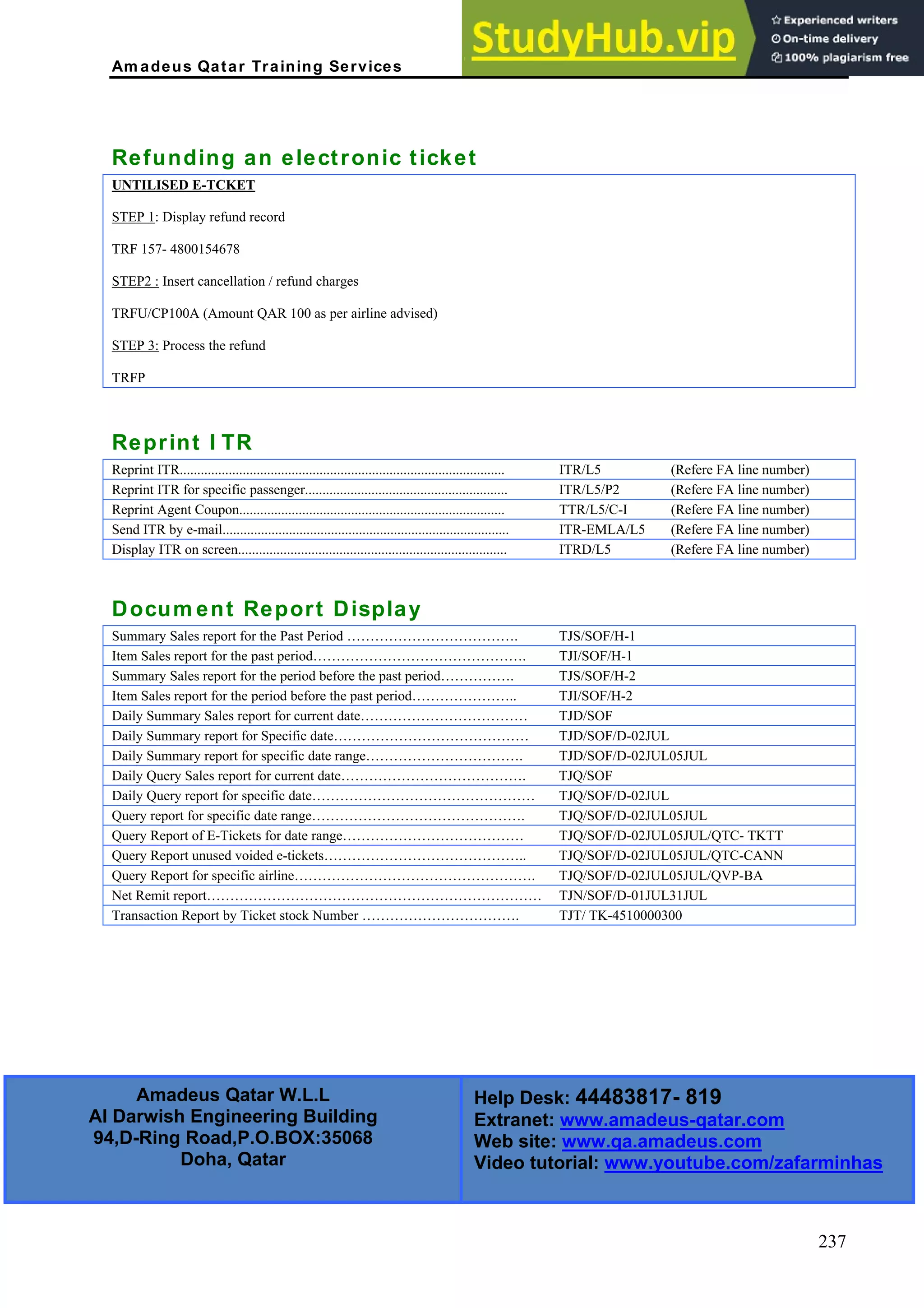 AMADEUS SYSTEM TICKETING MANUAL | PDF