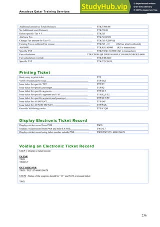 AMADEUS SYSTEM TICKETING MANUAL | PDF