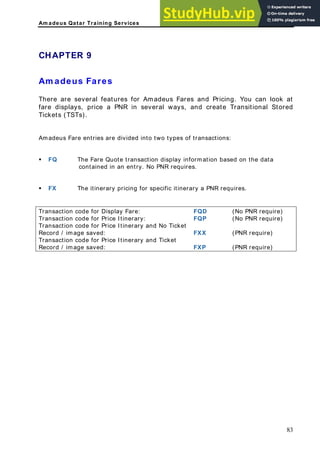 AMADEUS SYSTEM TICKETING MANUAL | PDF