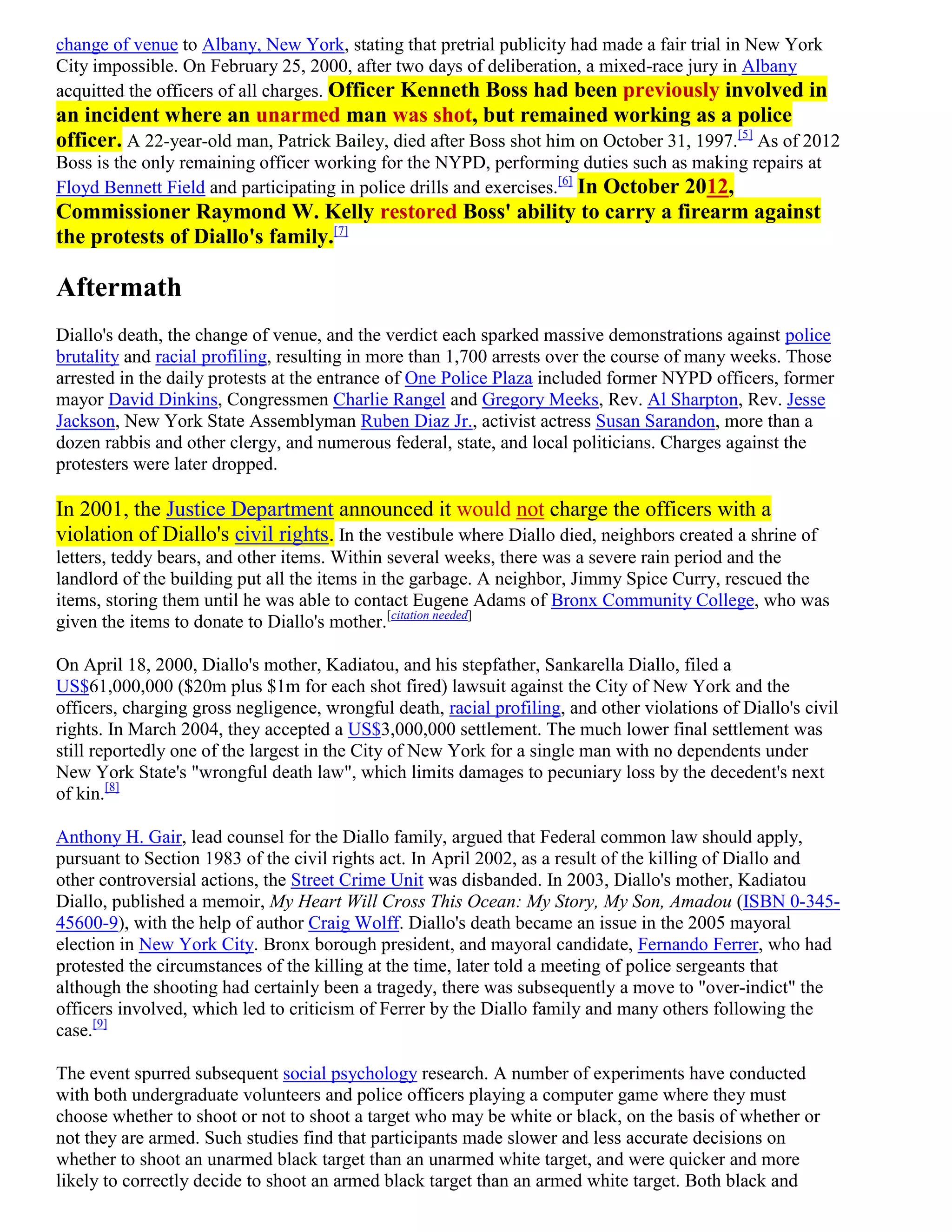 AMADOU BAILO DIALLO SHOOTING - Approximately 41 Shots - Gunned Down By ...