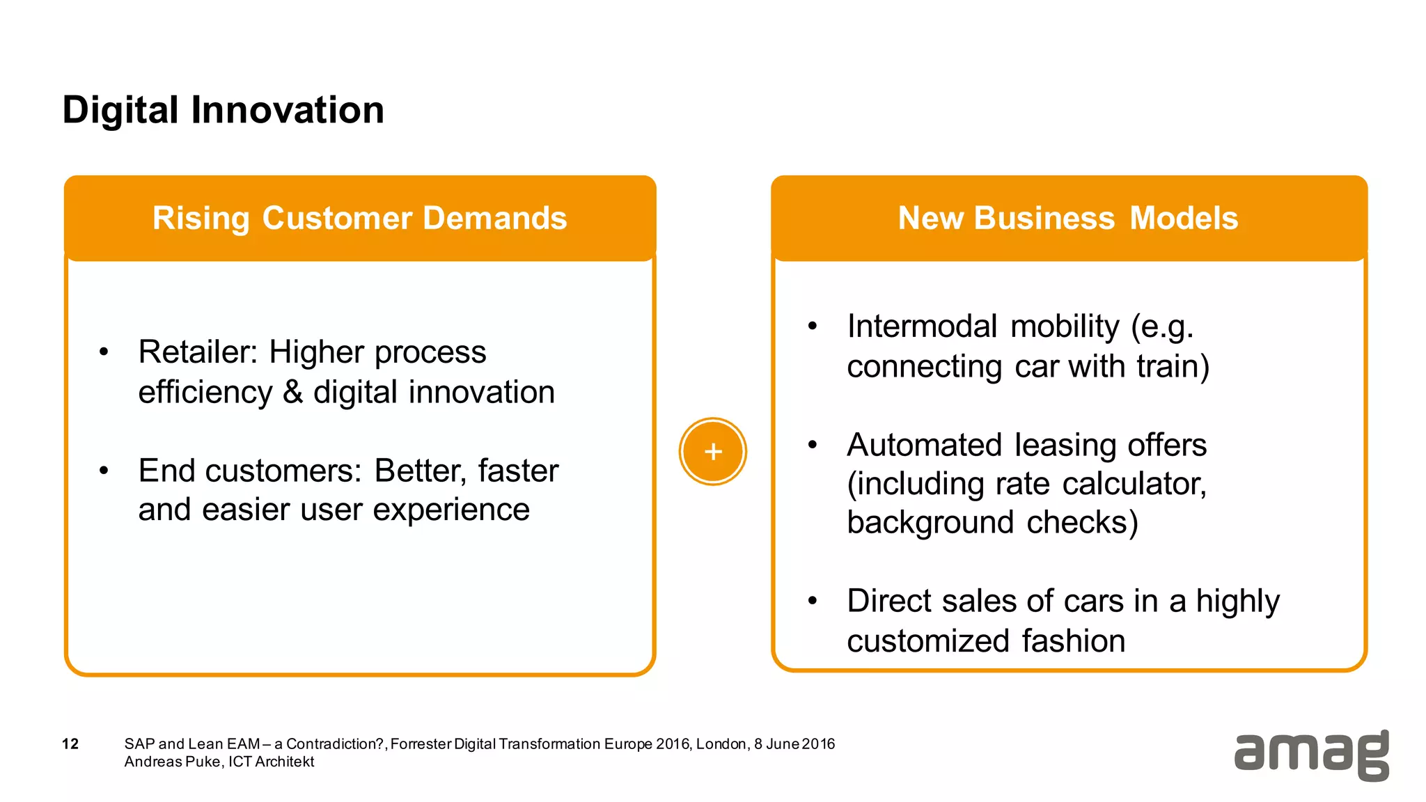 AMAG Forrester about SAP & Lean Enterprise Architecture Management using LeanIX | PPT