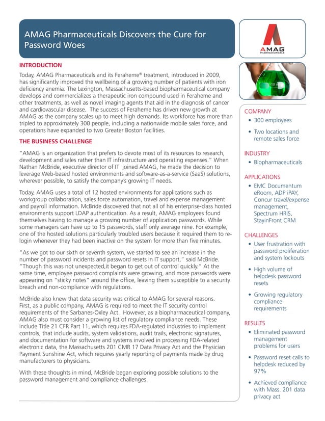 AMAG Pharmaceuticals Success Story | PDF | IT and Internet Support ...