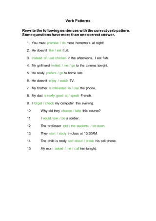 verb patterns | PDF
