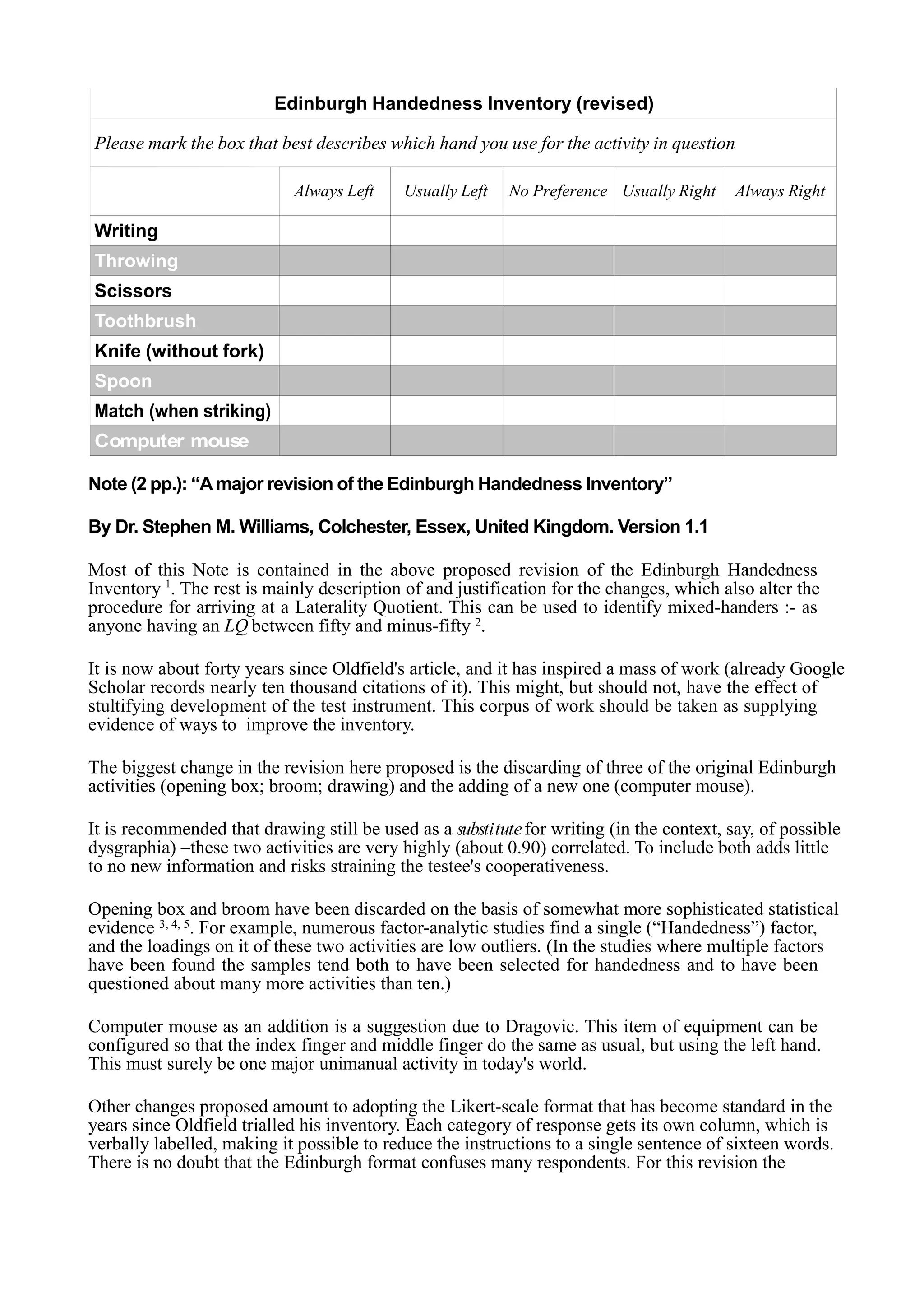 A major revision of the edinburgh handedness inventory | PDF