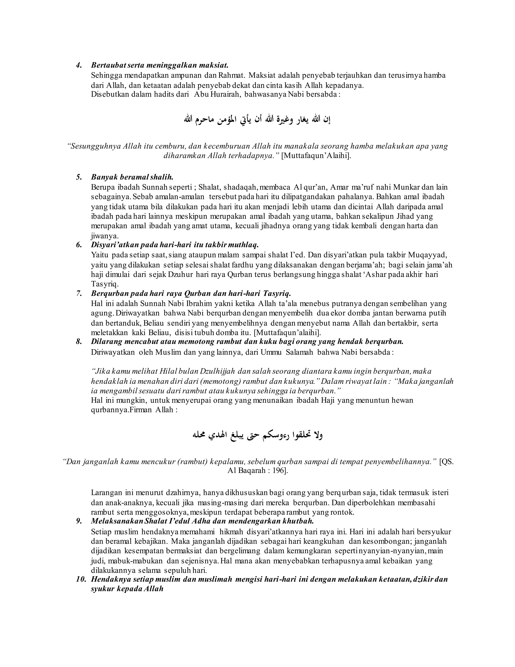 Amalan bulan dzulhijjah | PDF