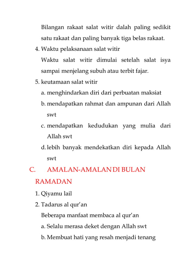 Amalan di bulan ramadhan | DOCX